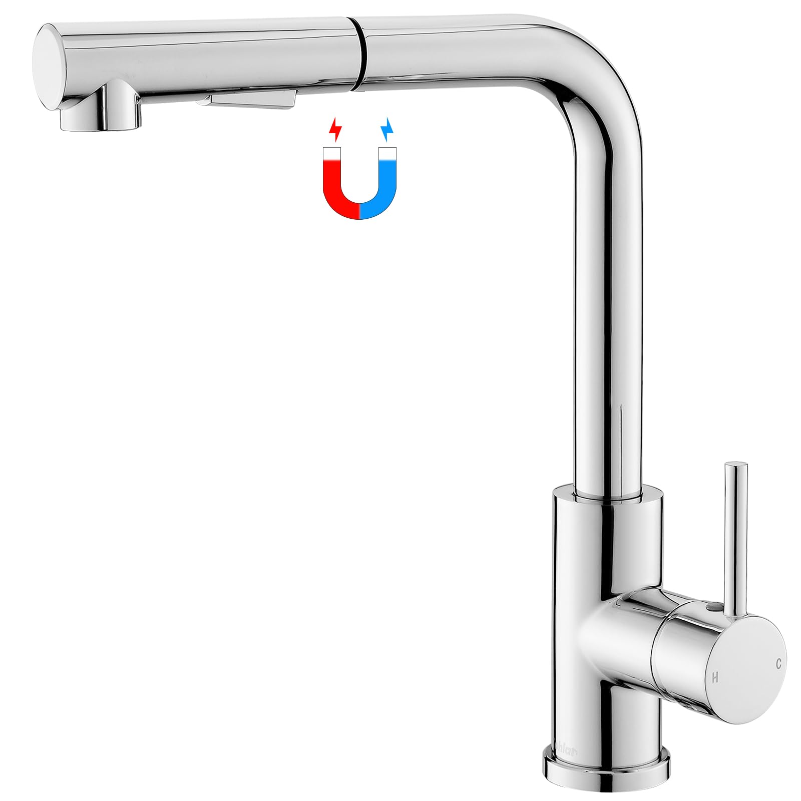Kitchen sink mixer tap Chrome with magnetic docking Pull-out sprayer ...