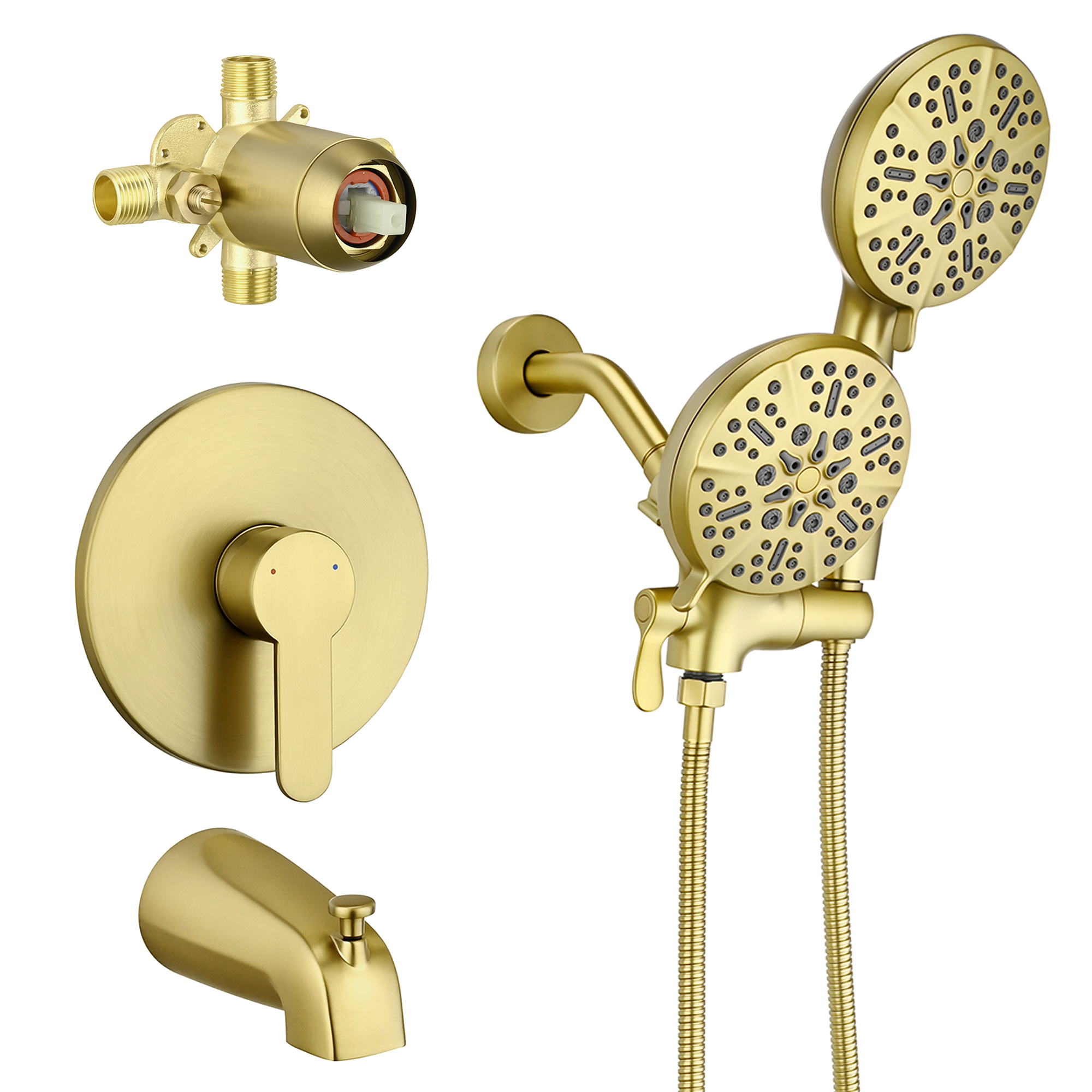 Gold shower faucet with tub spout, bathtub and shower faucet ...