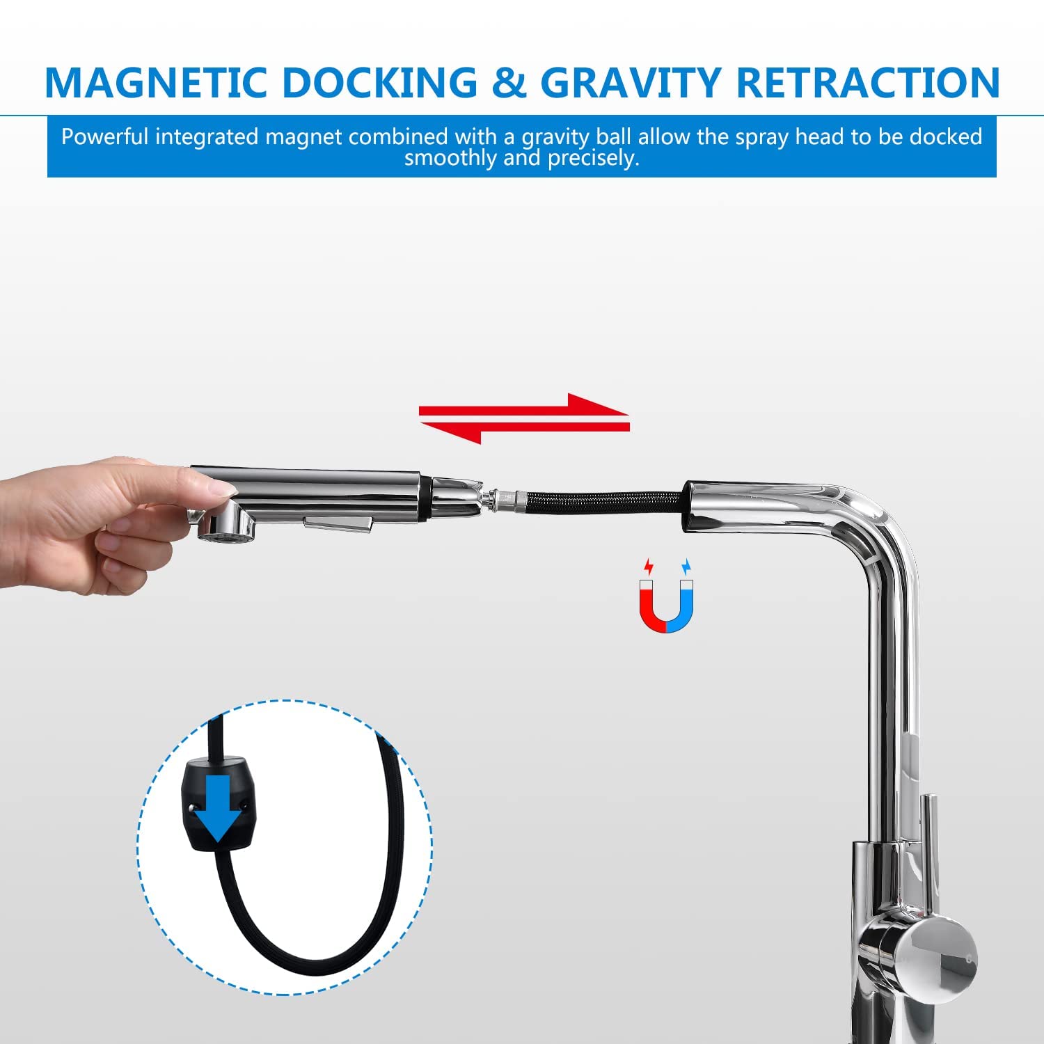 Kitchen sink mixer tap Chrome with magnetic docking Pull-out sprayer ...
