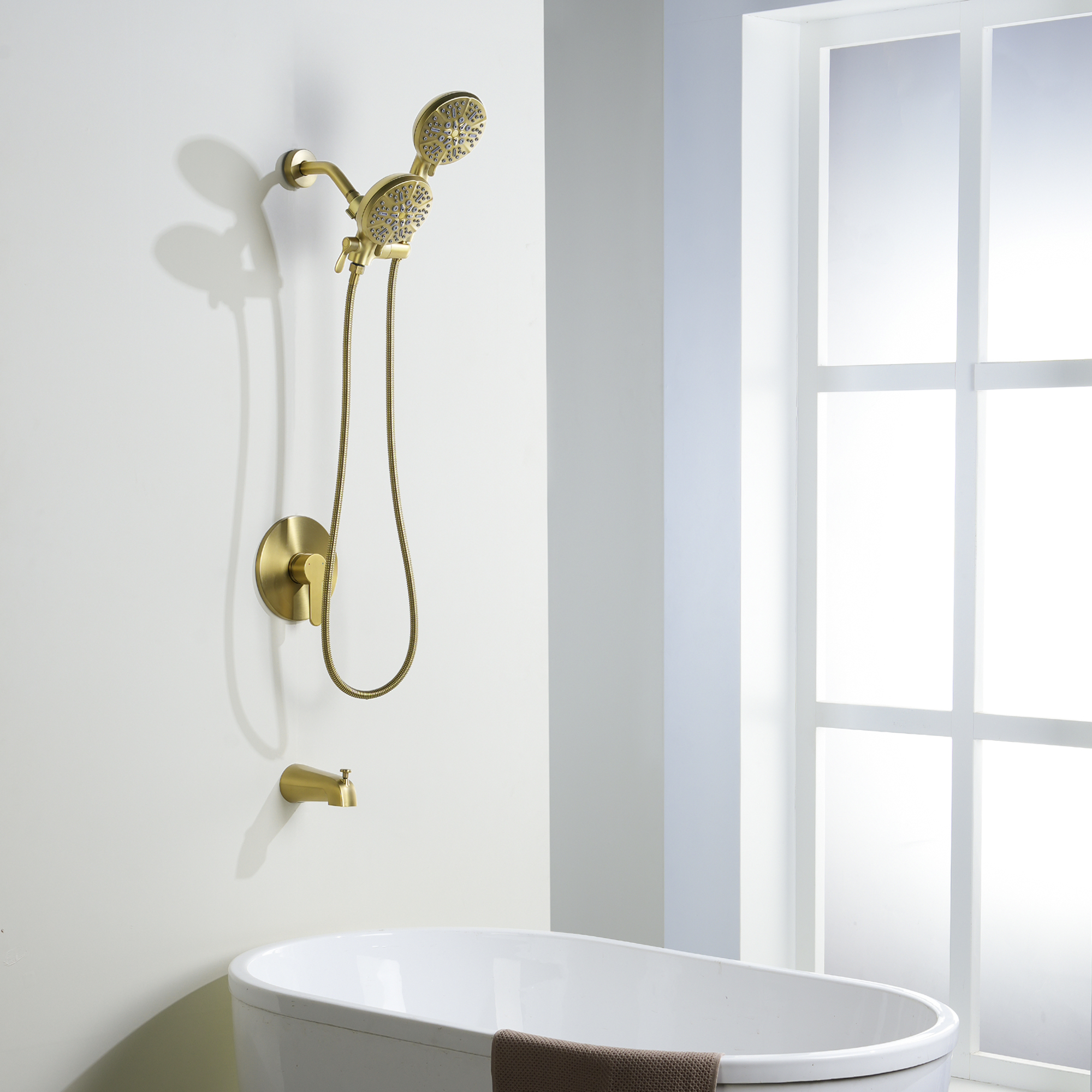 Gold shower faucet with tub spout, bathtub and shower faucet ...