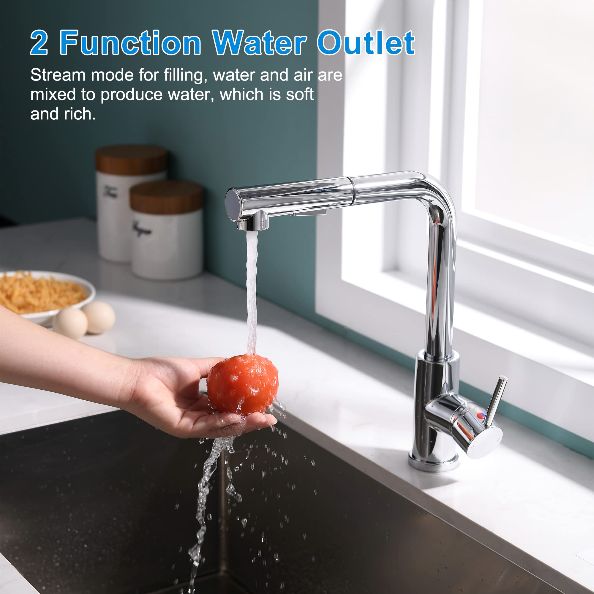 Kitchen sink mixer tap Chrome with magnetic docking Pull-out sprayer ...