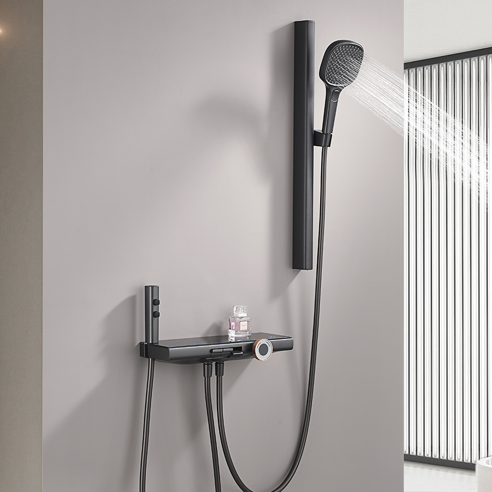 Matte Black Piano Key Single-function Shower Hand Shower with Digital ...