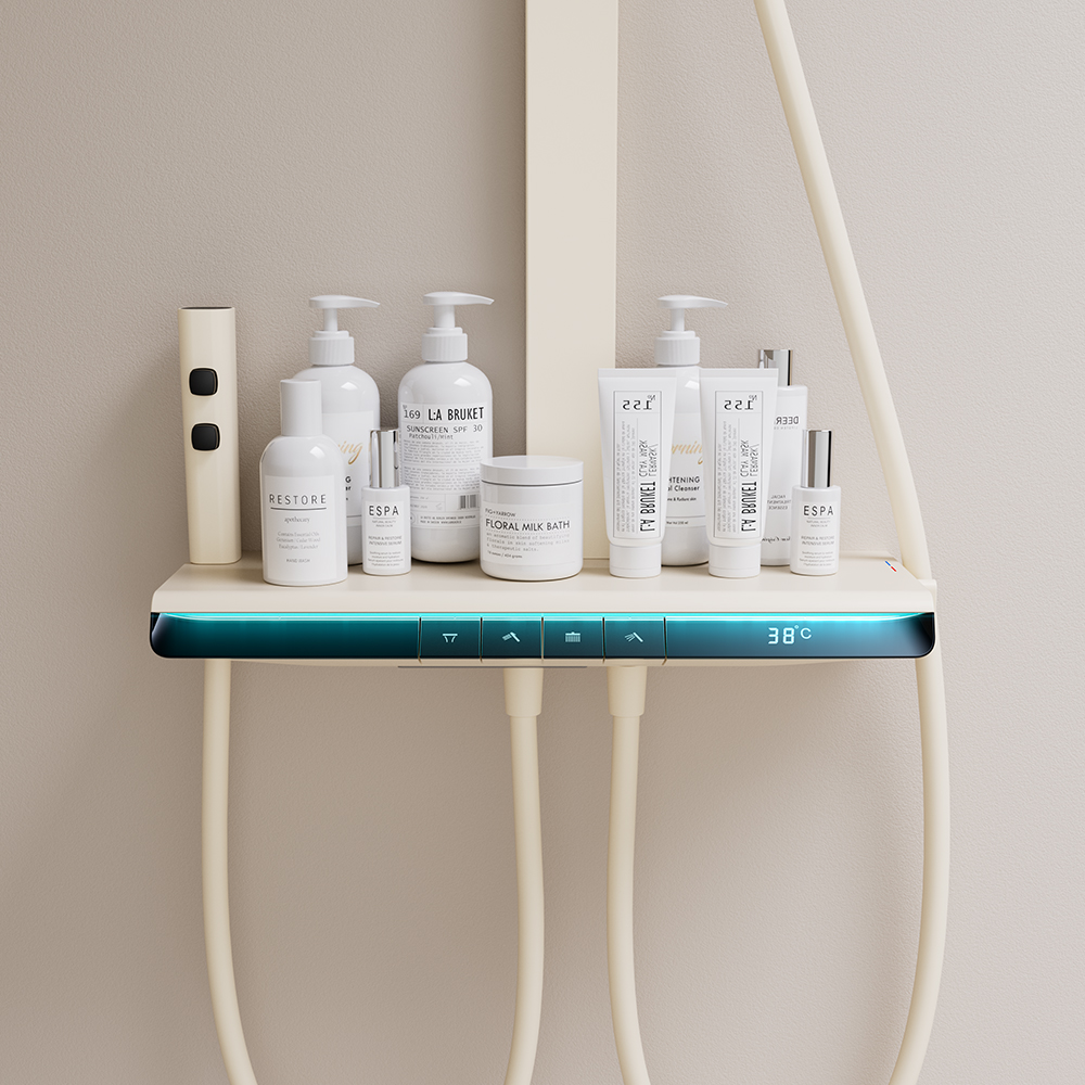 Milky Piano Keys Shower Faucet Set with Digital Display Water ...