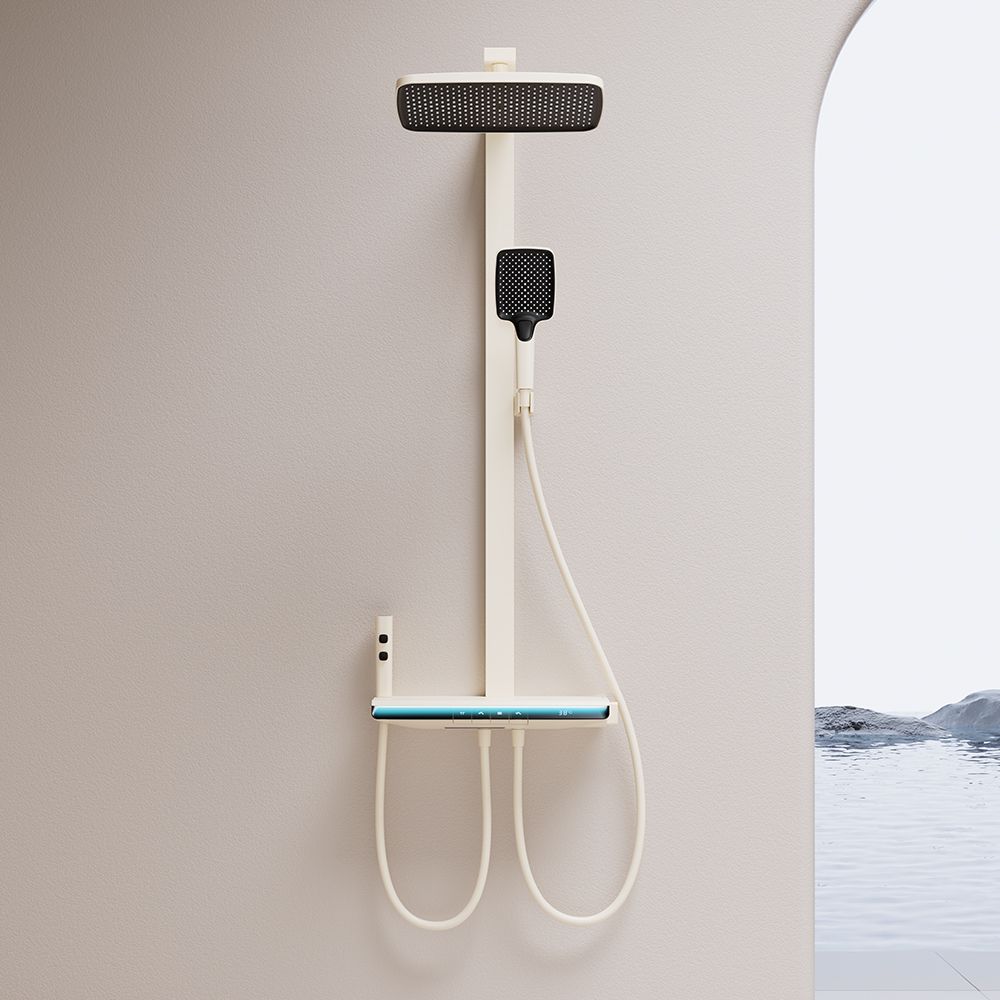 Milky Piano Keys Shower Faucet Set with Digital Display Water ...