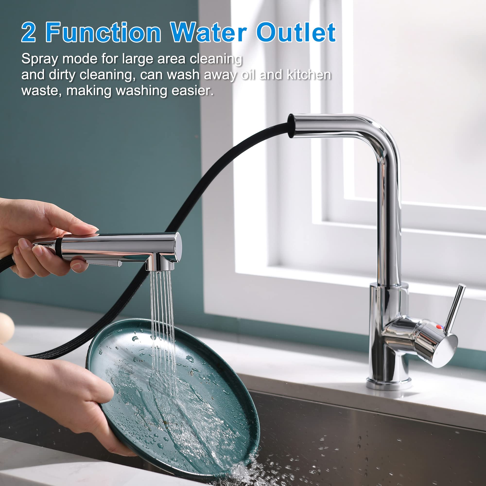 Kitchen sink mixer tap Chrome with magnetic docking Pull-out sprayer ...