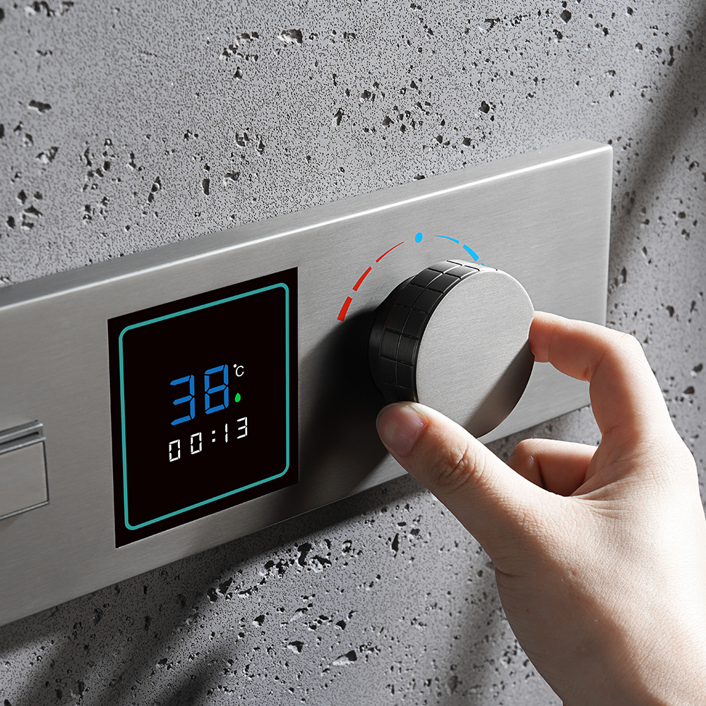 Matte black thermostatic shower system luxury ceiling mounted full body ...