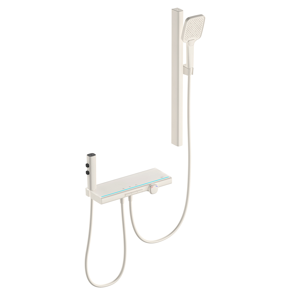 Matte white piano key single function hand shower with digital ...