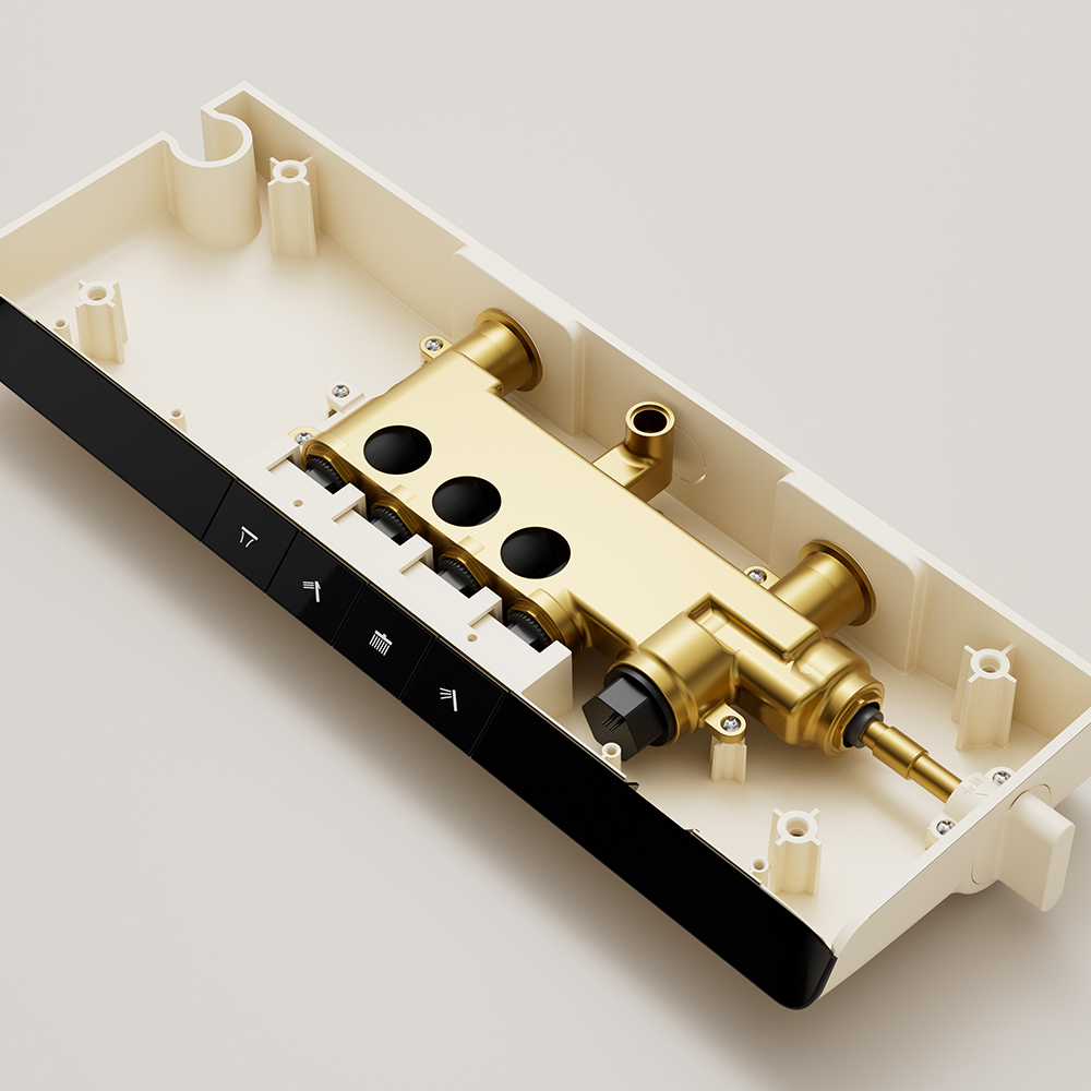 Milky Piano Keys Shower Faucet Set with Digital Display Water ...