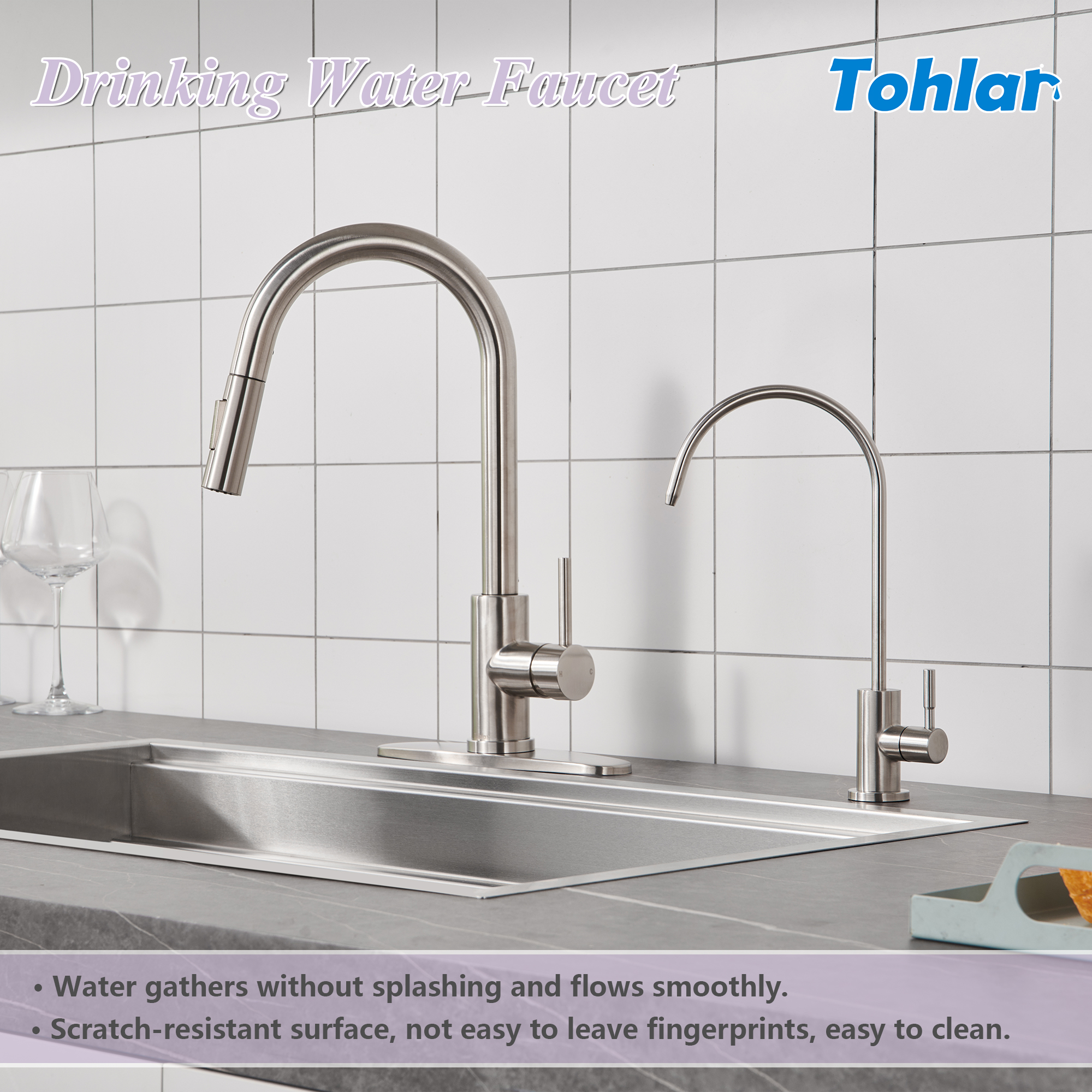 Kitchen Sink Drinking Water Faucet, Brushed Nickel Filter Faucet Lead ...